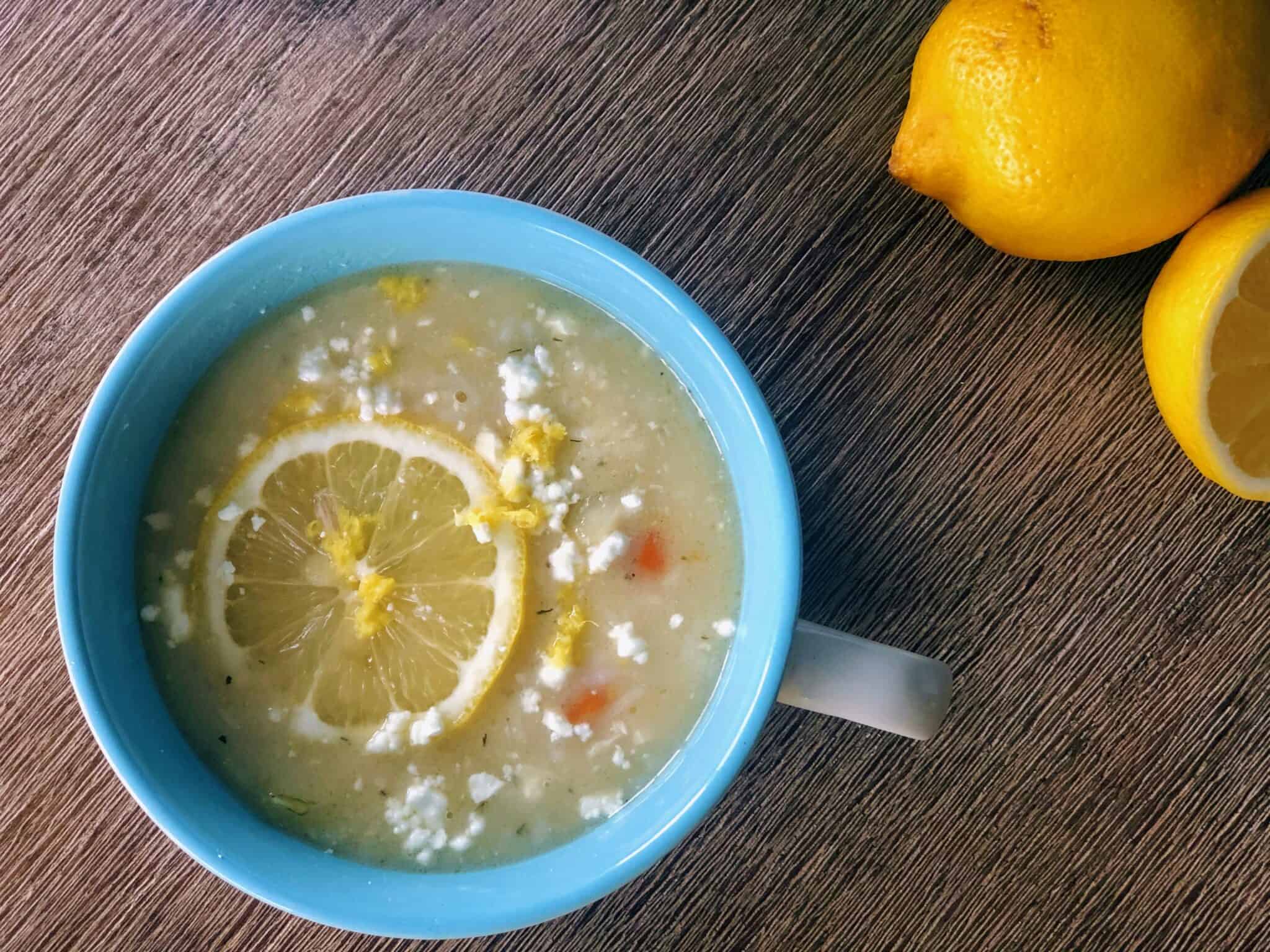 Greek Lemon Chicken Soup - Eggless Avgolemono - Abundance of Flavor