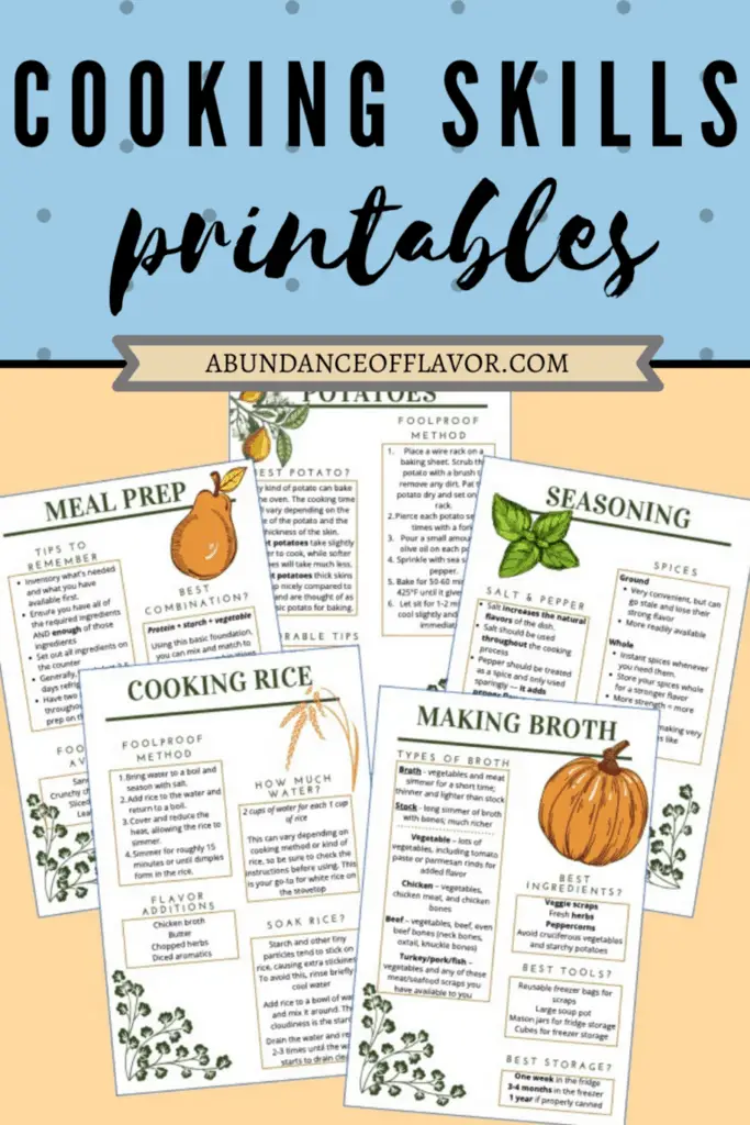 Basic Cooking Skills Worksheets | Series Wrap-Up - Abundance of Flavor