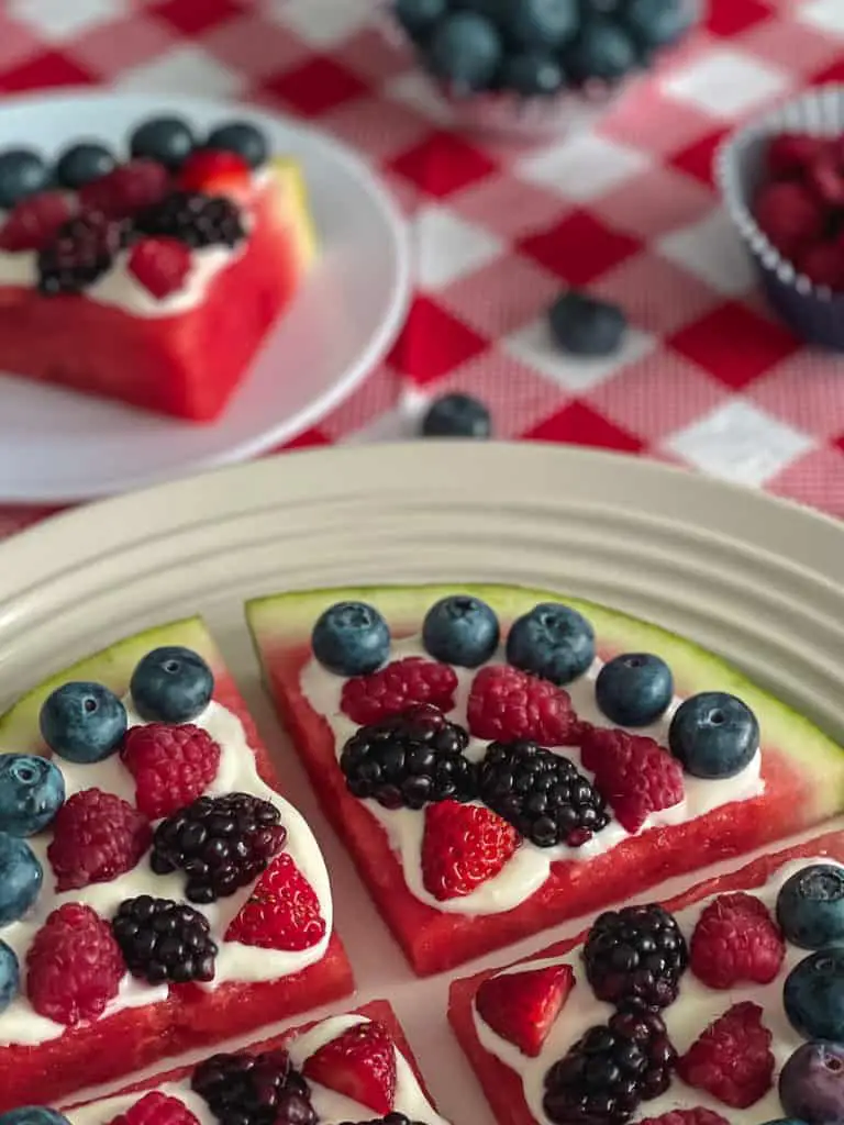 Watermelon Pizza with Cream Cheese Icing - Abundance of Flavor